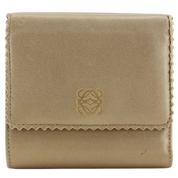 Loewe | Accessories | Loewe Anagram Bifold Wallet Leather Gold Womens ...